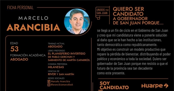 Marcelo Arancibia, soy candidato a gobernador por Unidos por San Juan